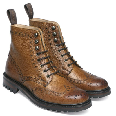 Joseph Cheaney Tweed C Derby Brogue Boot in Almond Grain Leather £525 ...