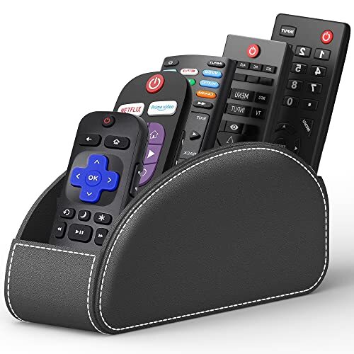 Tv Remote Control Holder With 5 Compartmentspu Leather Remote Caddy/box ...