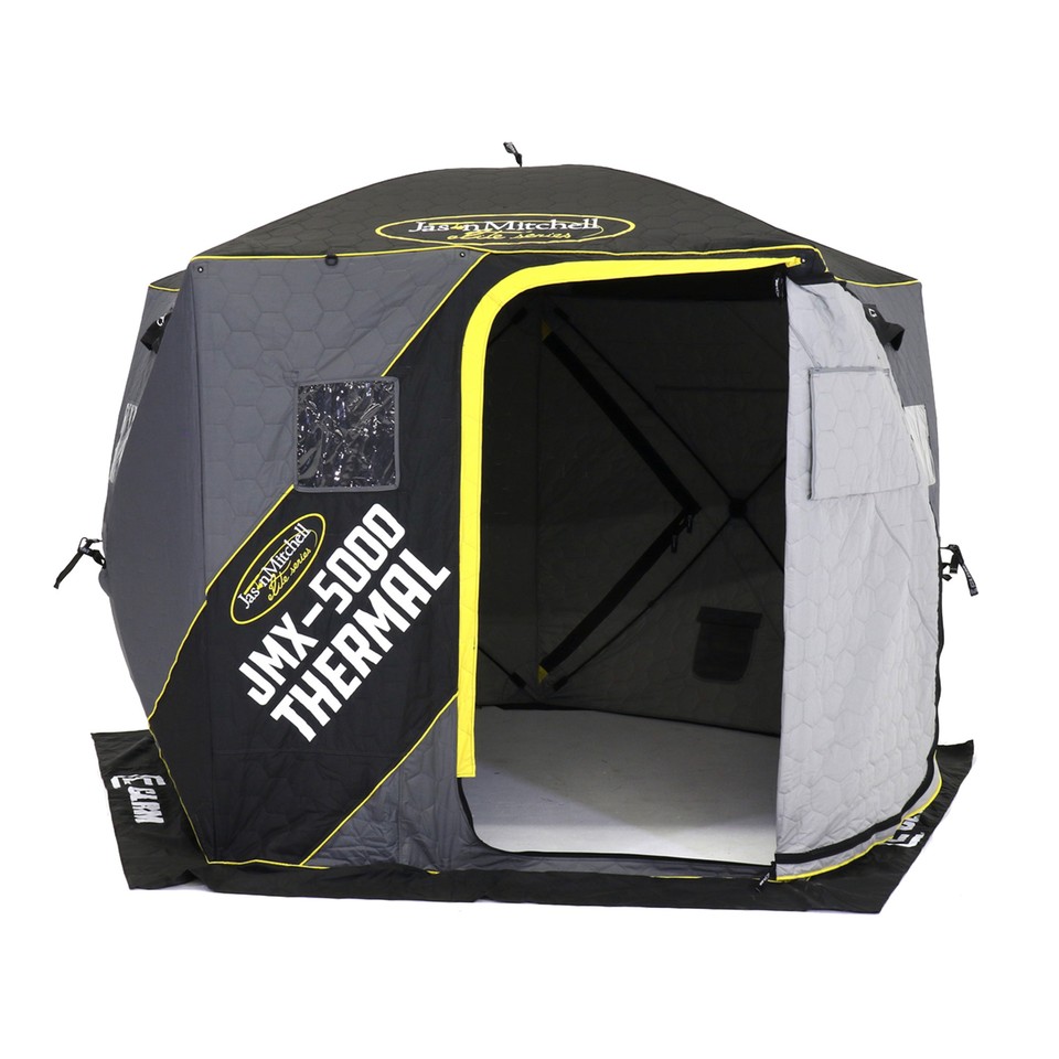 Clam Jason Mitchell X5000 Thermal Pop Up Ice Fishing Shelter Tent (Open ...