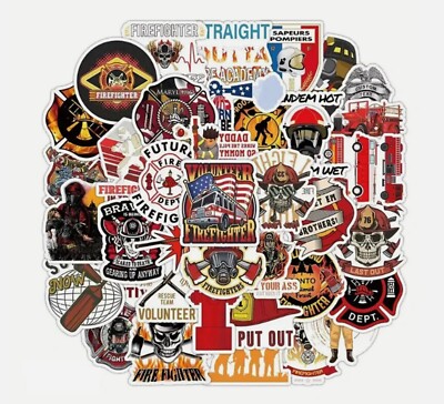 50pc FIREFIGHTER STICKERS, Great Set Compliments First Responder ...