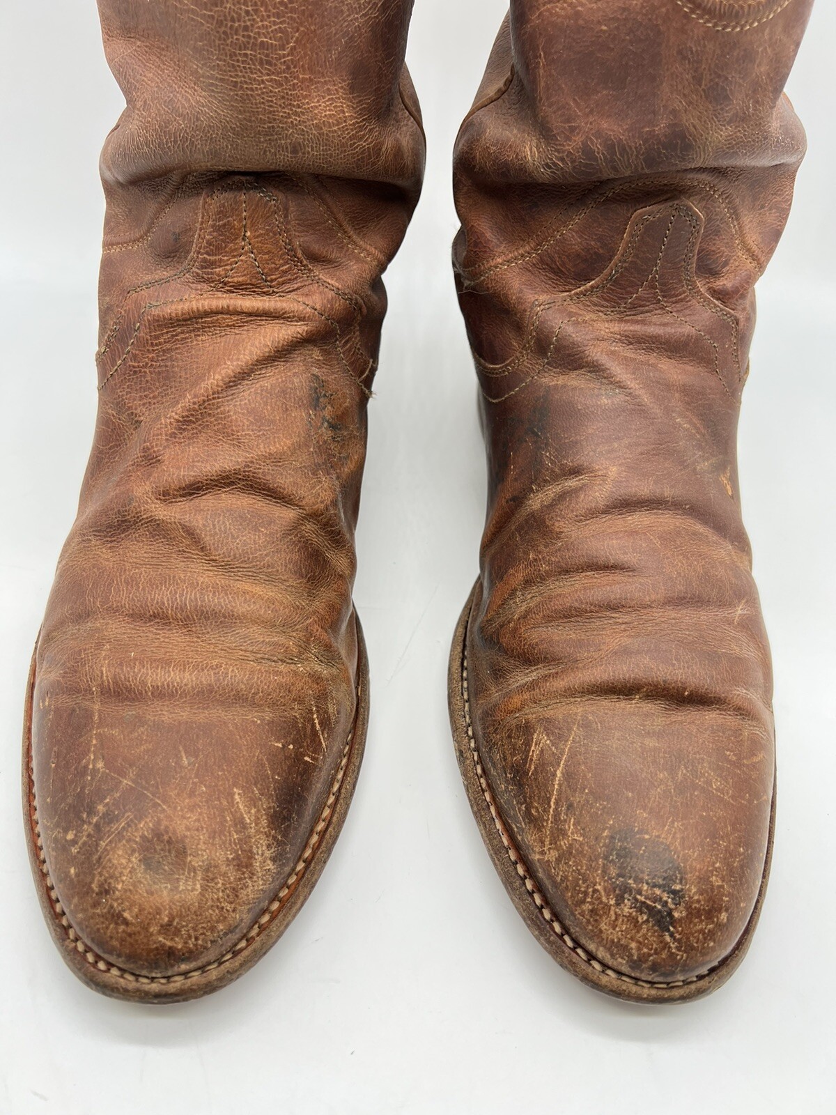 Preown TECOVAS THE EARL Roper Boot Calfskin Leather Men Sz 10 EE Scotch ...