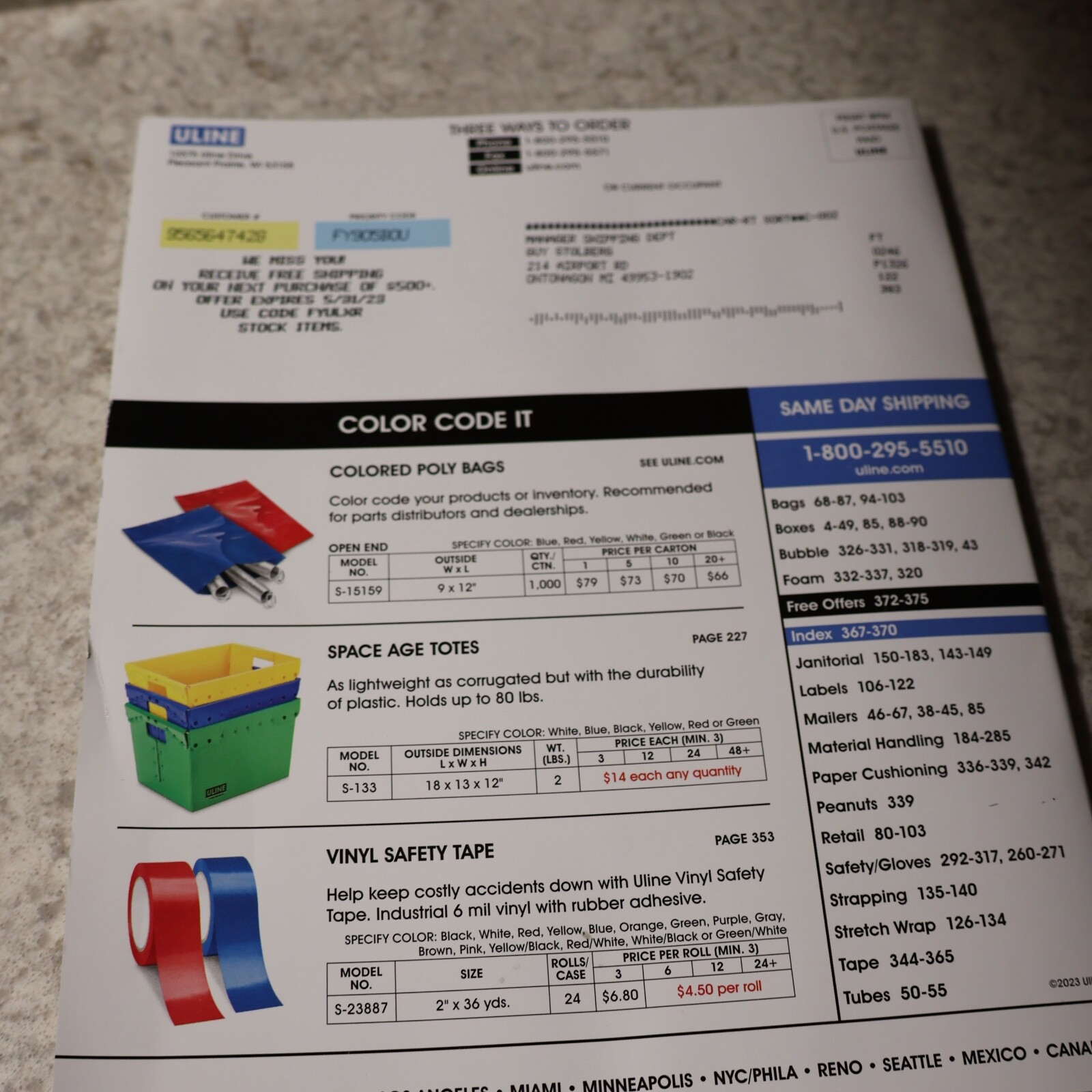 ULINE Shipping Supply Specialists. Spring/Summer 2023 Catalog. | eBay