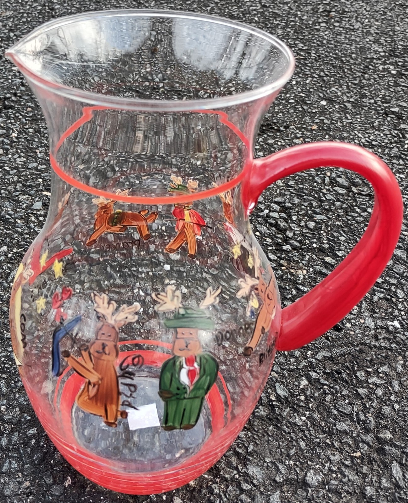 Pottery Barn Rainbow Mountain Hand Painted Santa’s Reindeer 10" Glass ...