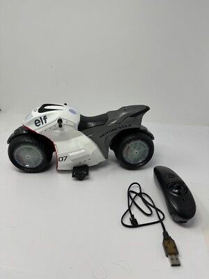 360° Rotating Remote Control Motorcycle With LED Lights RC White EUC | eBay