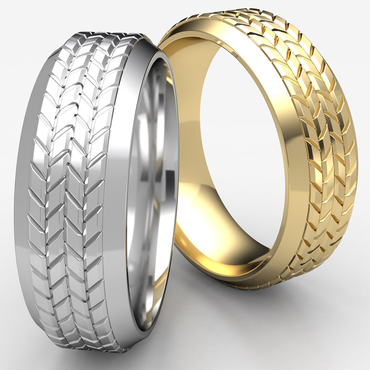 Tire Track Wedding Rings Mens Tire Tread Ring — Ryley Jewellery