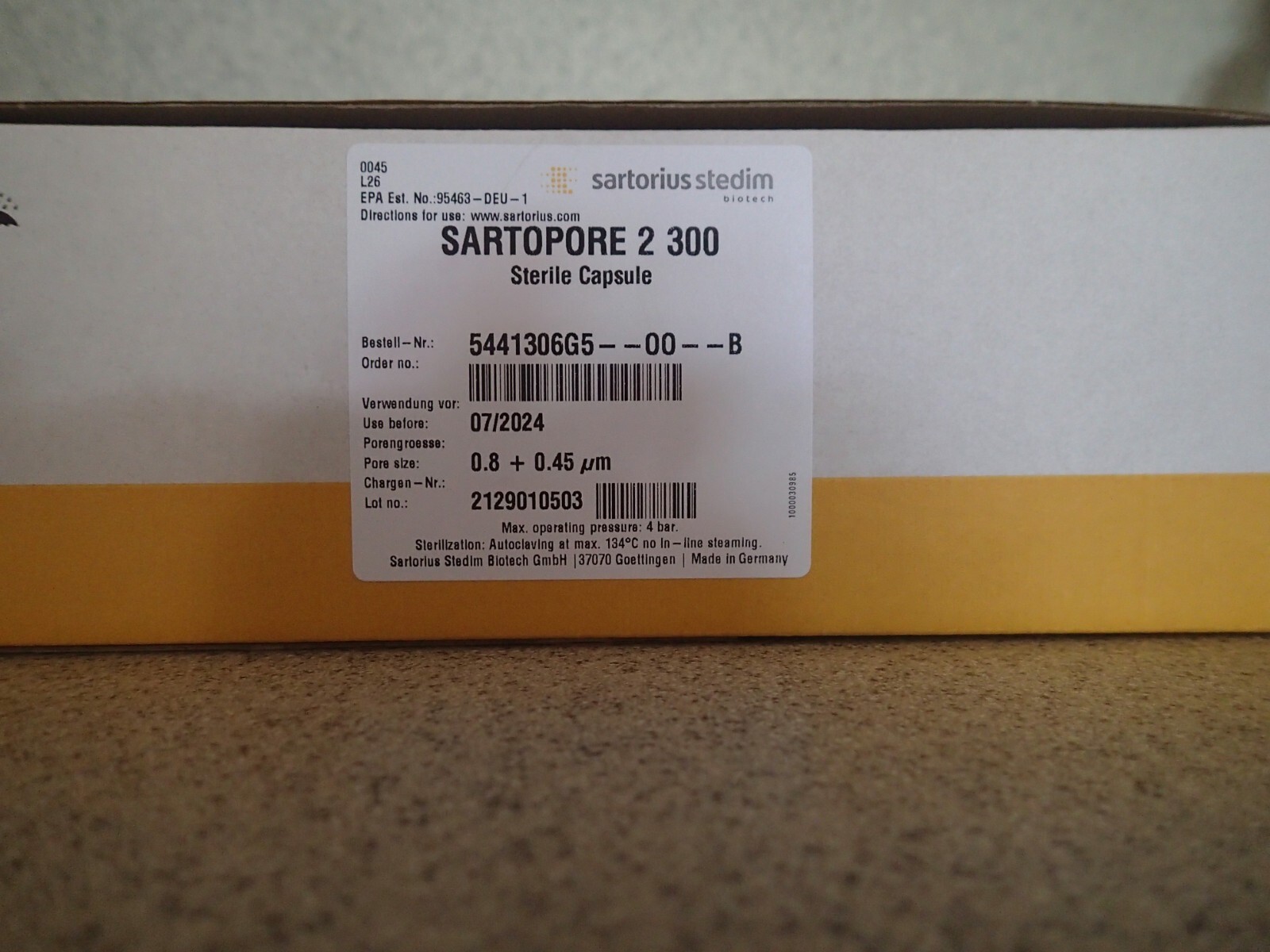 Sartorius 5441306G5-00-B SARTOPORE 2 300 Sterile Capsule Exp 7/24 5pcs ...