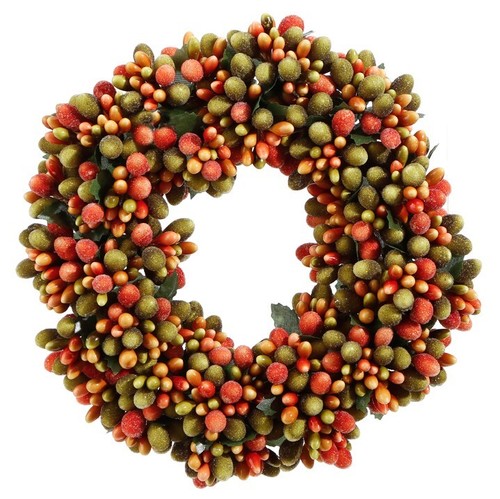 Autumn Colors Beaded Berry 6 ½” Candle Ring / Mini Wreath ~~ NEW | eBay