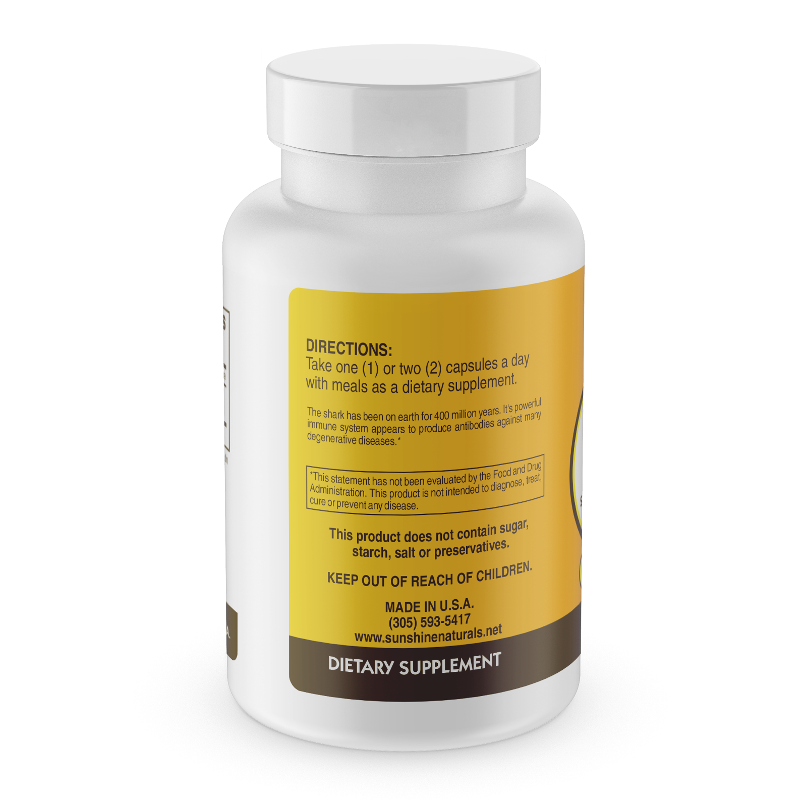 Sunshine Naturals Shark Cartilage Immune Booster 100 Capsules Made in ...