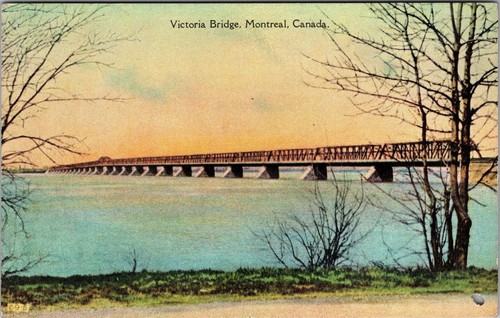 Montreal QC-Quebec, Victoria Bridge, Across the Lake, Vintage Postcard ...