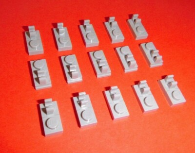 Lego (92280) 15 Platten 1x2 mit Clip oben, in hellgrau aus 7964 7066 ...