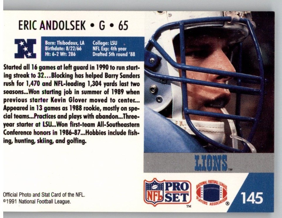 1991 Pro Set #145 Eric Andolsek | eBay