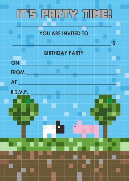 Minecraft Birthday Invitations Blank Invitations For Minecraft Themed
