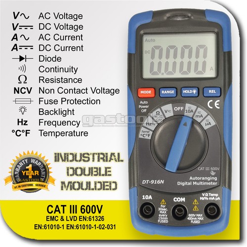 DIGITAL MULTIMETER TESTER + NON CONTACT VOLTAGE CAT III 600V ...