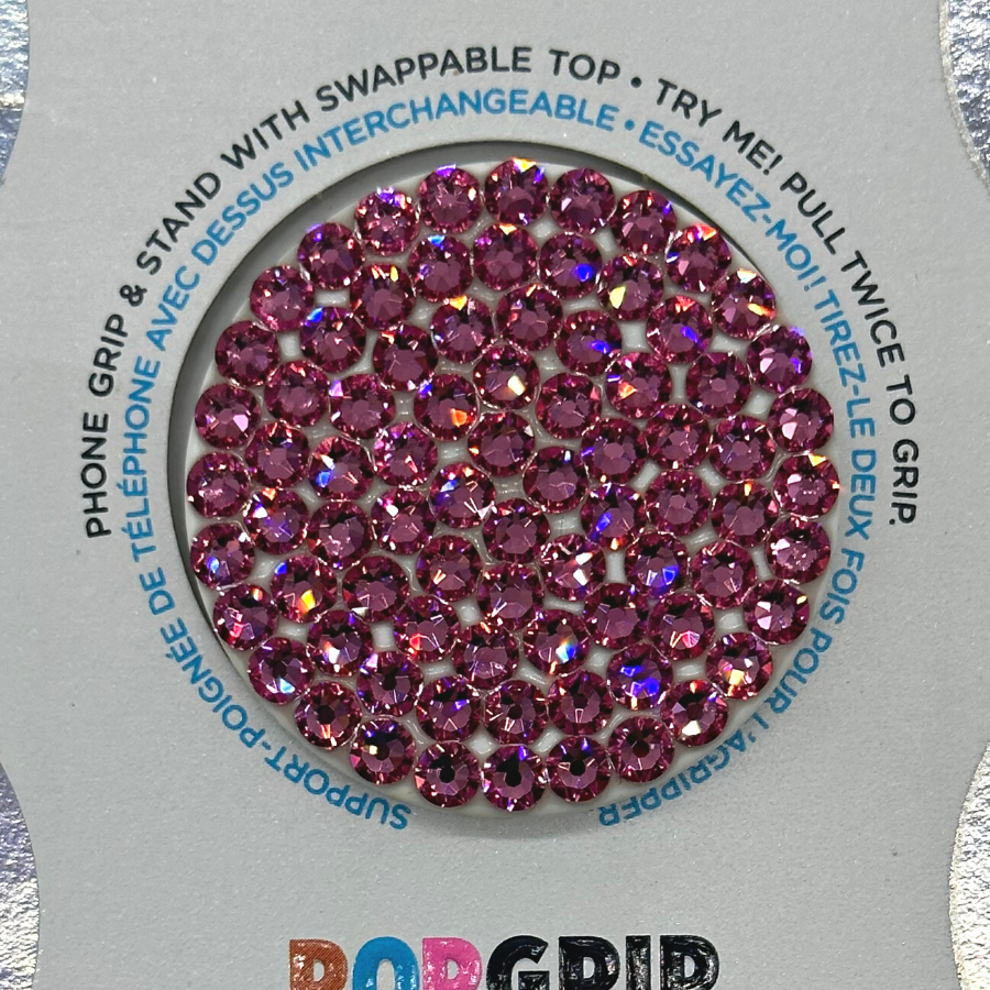 Handmade Bling White Popsocket made with Rose PInk Swarovski Crystals ...