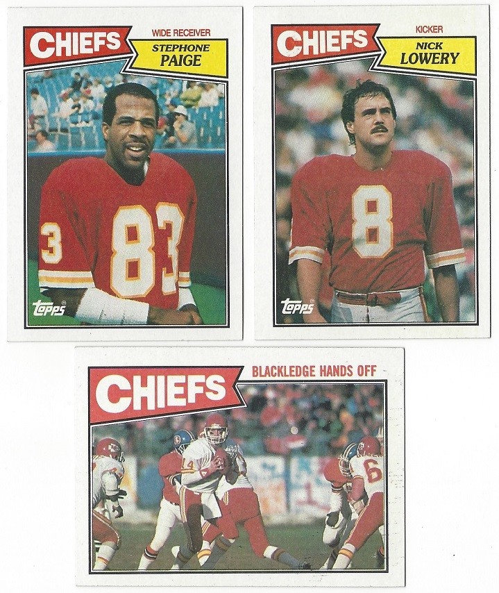 10 1987 TOPPS FOOTBALL KANSAS CITY CHIEFS CARDS (PAIGE/LOWERY ...