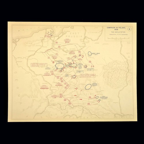 Vintage Fall of Poland Map German Blitzkrieg Invasion 1939 WWII World ...