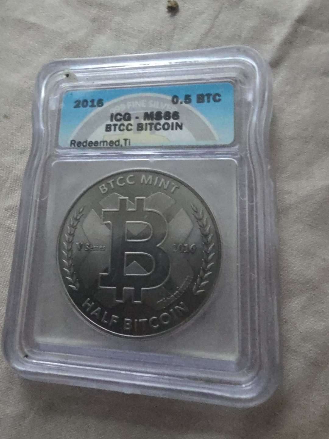 2016 BTCC Titanium .5 Bit Coin Redeemed w/ Key & Holo ICG Graded | eBay