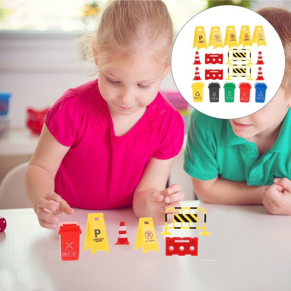 1Set Boy Girl Traffic Awareness Toy Simulation Cones and Signs for ...