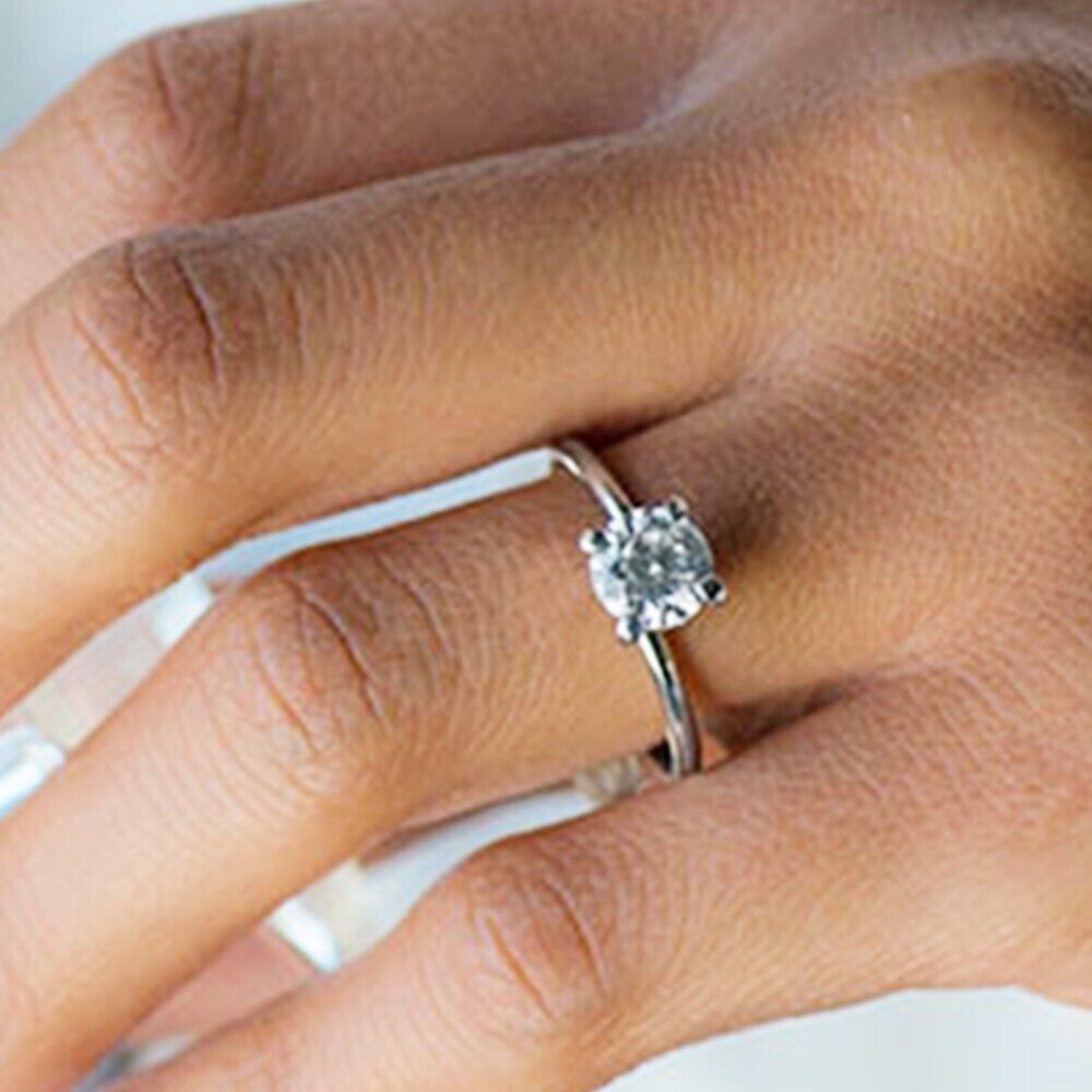 Round 0.50 Ct Solid 18k White Gold GIA IGI Certified Real Diamond ...