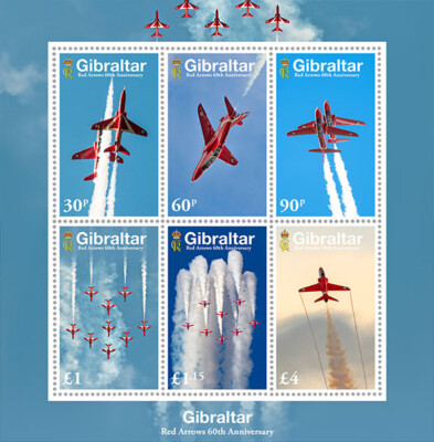 2024 GIBRALTAR RED ARROWS STAMPS -SHEET of 6 M/SHEET MNH - FREE UK P&P ...