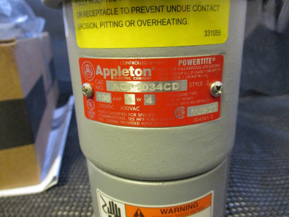 APPLETON 100 AMP 3W 4P PLUG ACP1034CD NEW IN BOX MATES WITH ADR1034 | eBay