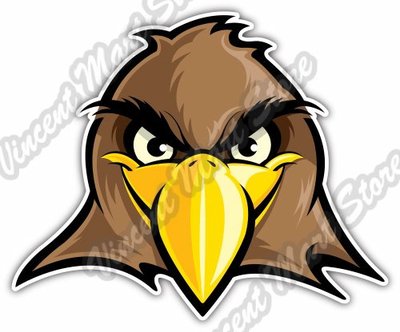 Hawk Eagle Bird Funny Cartoon Face Kids Car Bumper Vinyl Sticker Decal ...