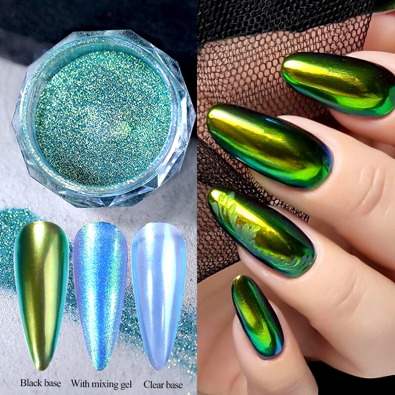 1Box Colorful Pearl Chrome Nail Powder Dust Pigment DIY Nail Art ...