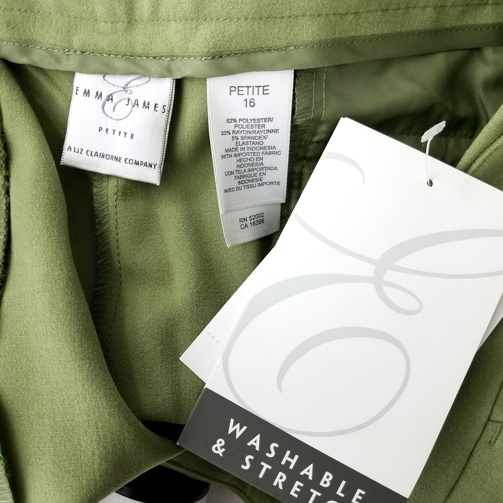 Emma James Size 16P Trouser Dress Pants Green Stretch Knit Career New ...