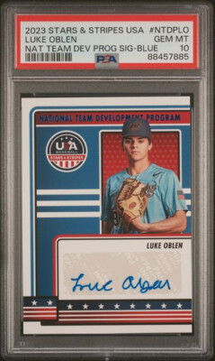 2023 Panini Stars & Stripes USA Baseball Auto #NTDP-LO Luke Oblen PSA ...