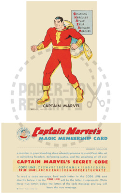 CAPTAIN MARVEL'S MAGIC MEMBERSHIP CARD - VINTAGE REPRINT | eBay