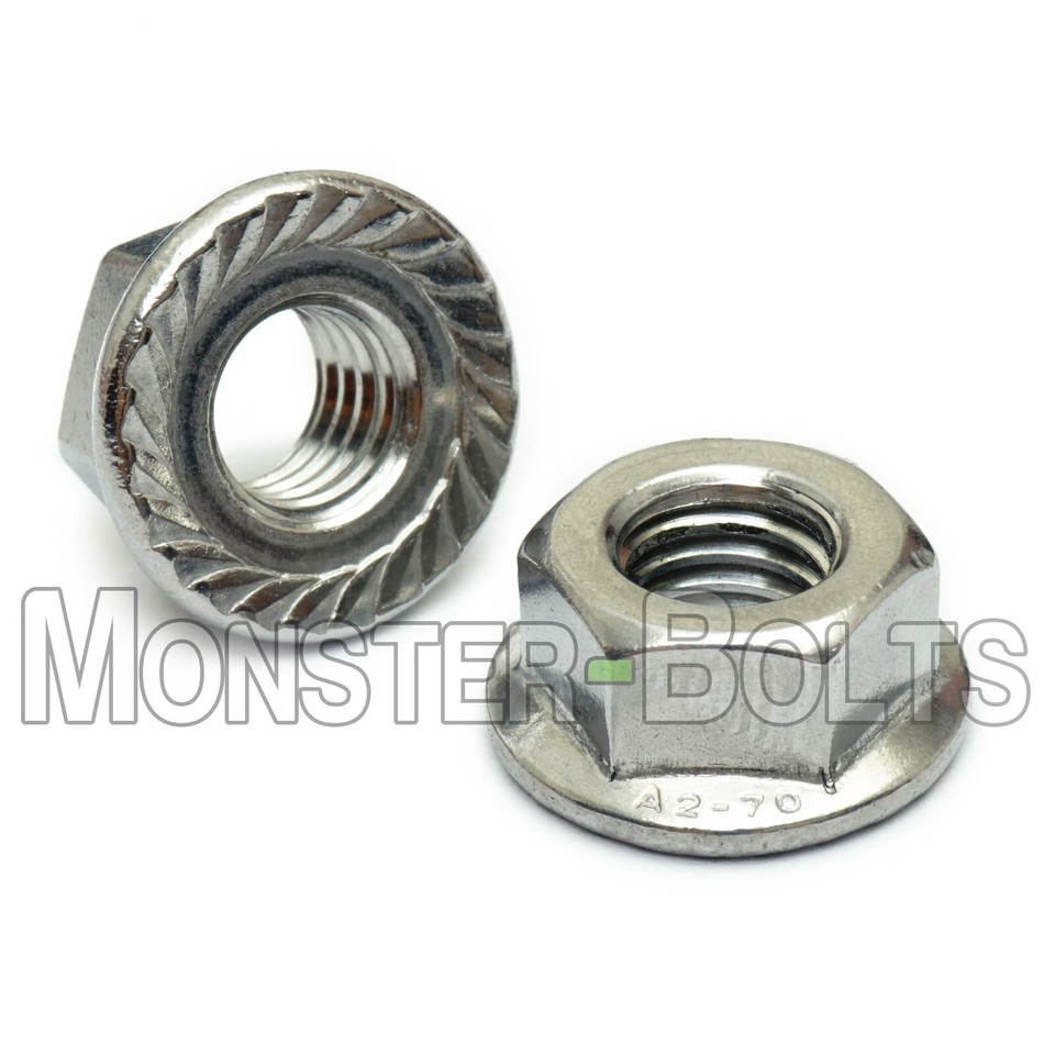 Serrated Hex Flange Lock Nuts DIN 6923, A2 Stainless Steel - M4 M5 M6 ...