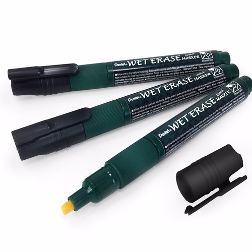 Pentel Wet Erase Chalk Marker Pen – Chisel Tip – Pack of 3 – Black –SMW26 | eBay