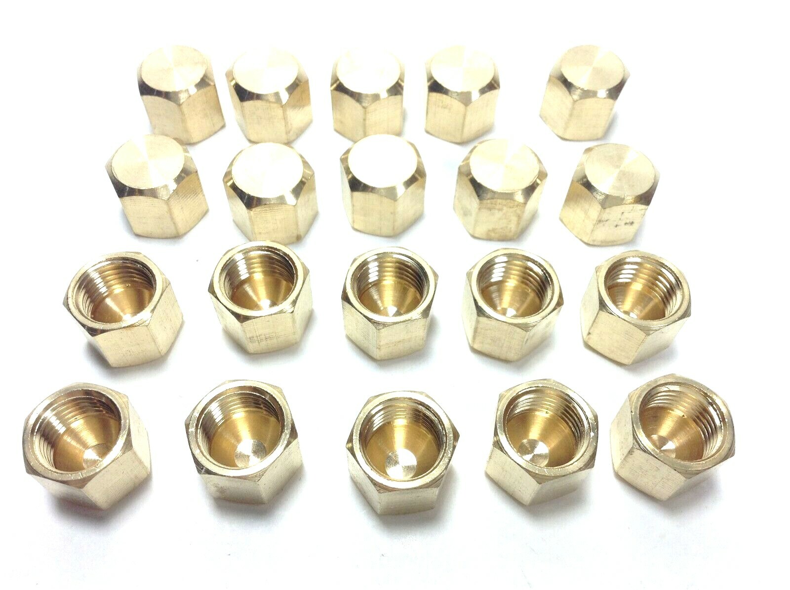 NEW 20 PACK Brass Caps Refrigerant Port Covers Hex Cap Freon HVAC ...
