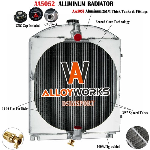 3-Row Aluminum Tractor Radiator For Allis Chalmers WC WD WF WD45 Gas LP ...