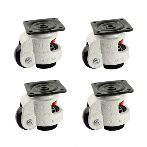 4 Pack Retractable Leveling Machine Casters w/ Nylon Wheel & Rubber ...