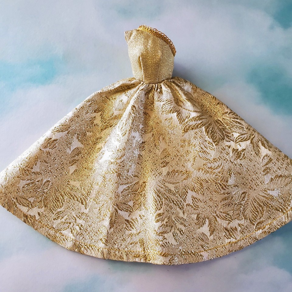 Vintage 1960s BARBIE SIZE PREMIER TOGS #786 GOLD BROCADE GOWN DRESS ...