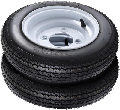 2Pack 4.80-12 4.80x12 Trailer Tires with 12" Rims 4 Lug on 4" Load ...