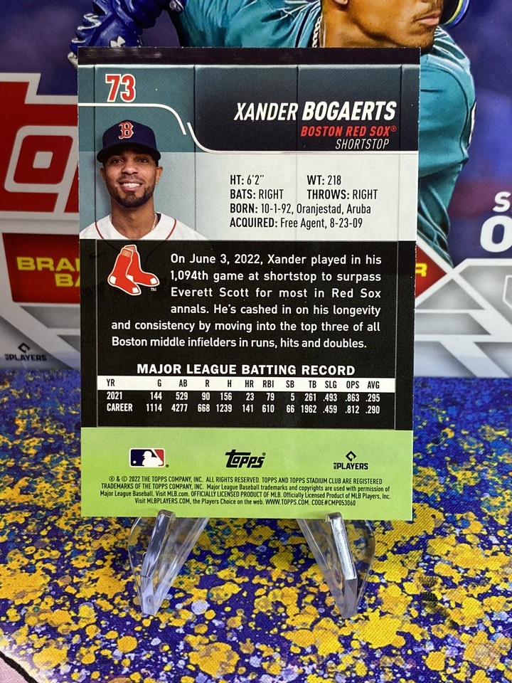 Xander Bogaerts 2022 Topps Stadium Club Red Foil Parallel Card #73 ...