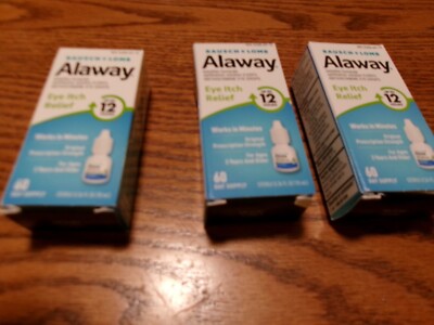 3 Box Lot ALAWAY Eye Drops 0.34oz 10mL 12HR Relief 6 Month Supply READ ...