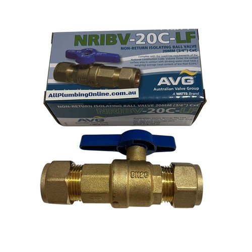 AVG NRIBV-20C Male Compression 20mm ¾" Non Return Isolation Duo Valve ...