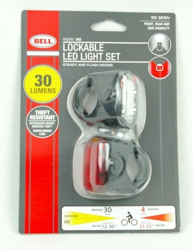 Bell Radian 450 Lockable LED Light Set For Bicycle Theft Resistant ...