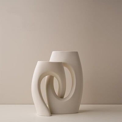 White Modern Art Unique Cross Ceramic Vases Set of 2, Perfect for Room ...