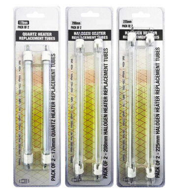 Set Of 2 Halogen Heater Replacement Tubes Fire Bar Heater Lamp Element ...