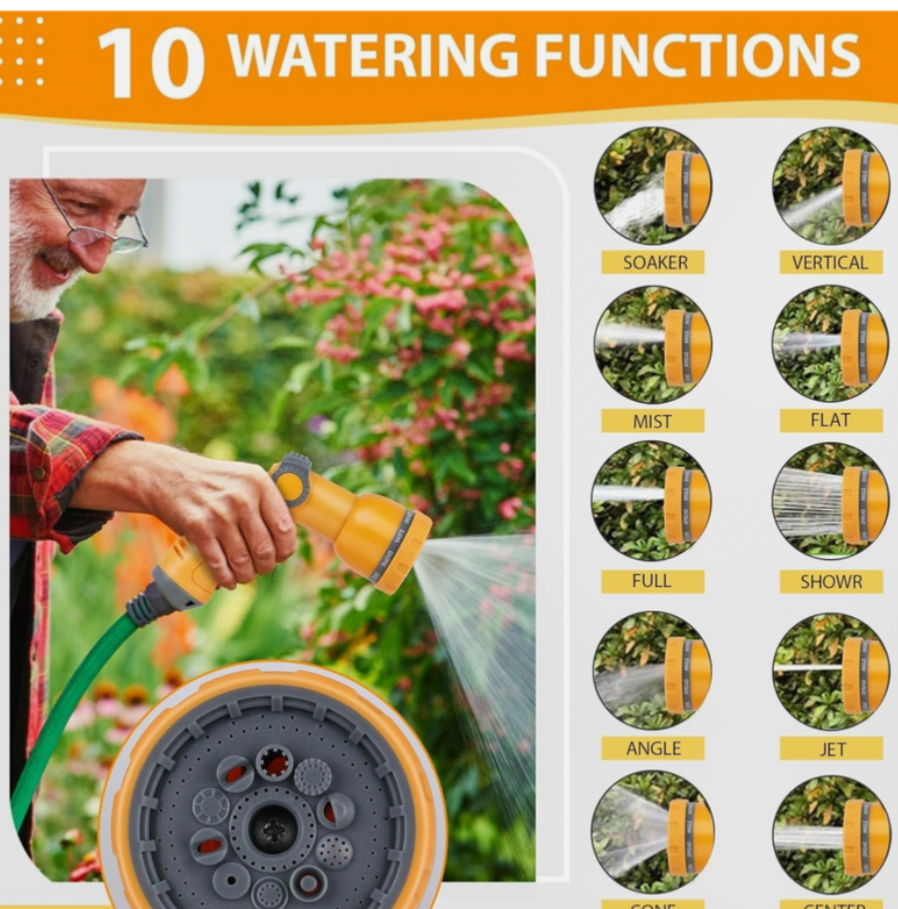 Garden Hose Spray Gun Hose Pipe Spray Gun Nozzle Car Wash 10 Adjustable ...