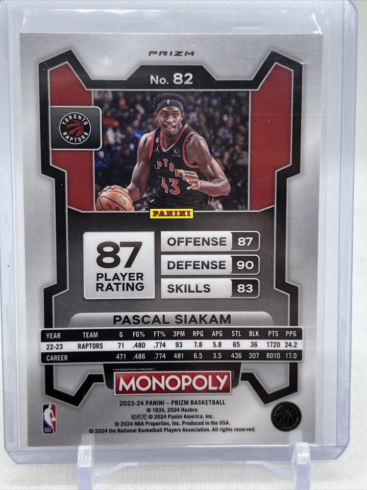 2023-24 Panini Monopoly Running Mr. Monopoly Man Prizm Pascal Siakam ...