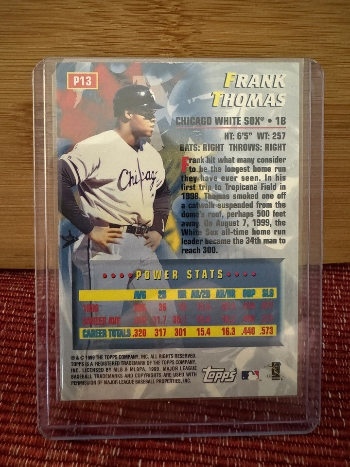 1999 Topps Baseball Card - POWER PLAYERS - Frank Thomas P13 - Chicago ...