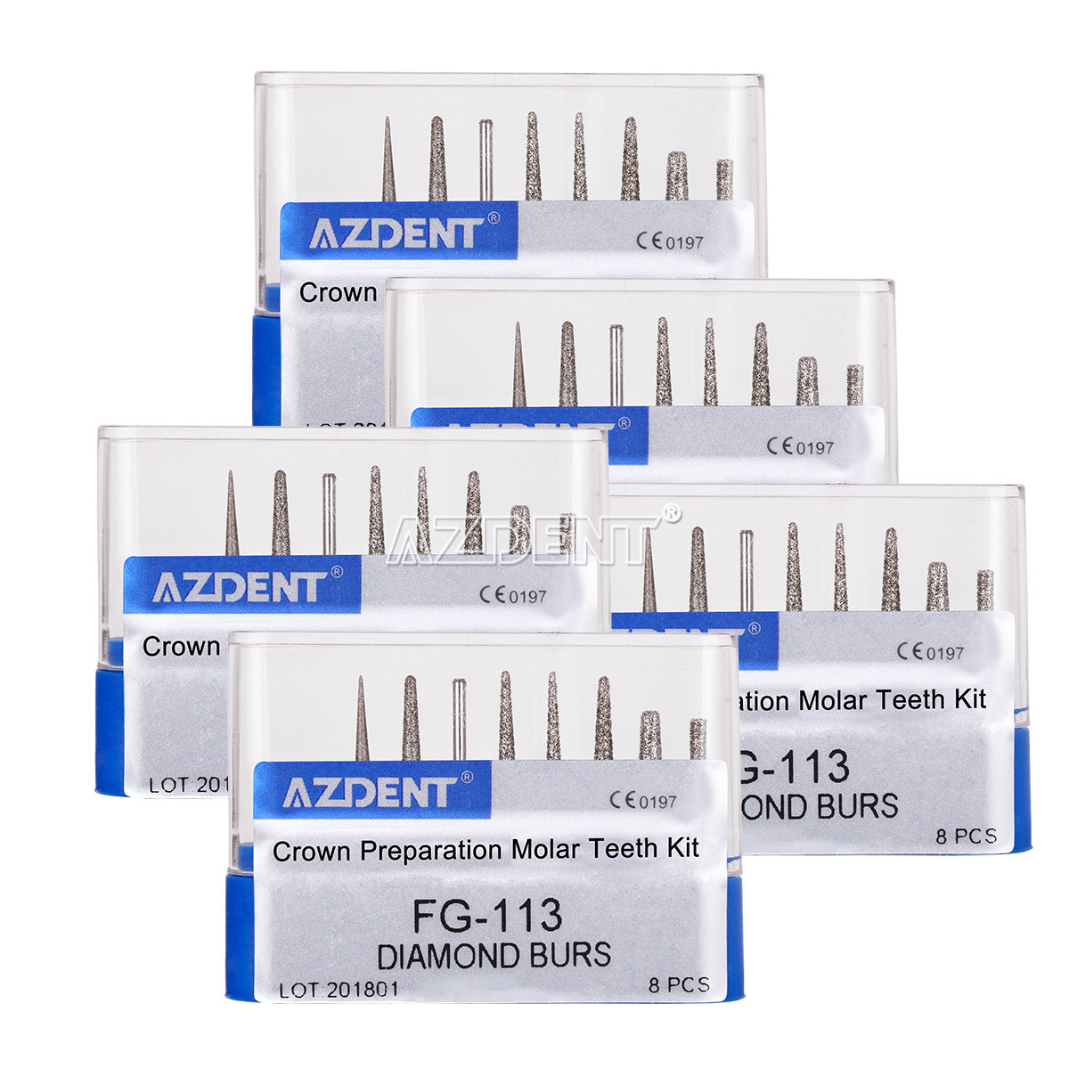 10 Sets Dental Diamond Burs FG Crown Preparation Molar Teeth Kit 8pcs ...