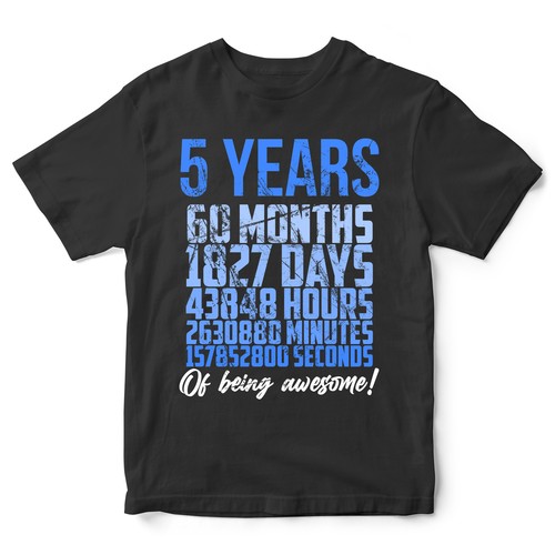 5 Years Of Being Awesome T Shirt Funny Birthday Five Year Old 5th Bday ...
