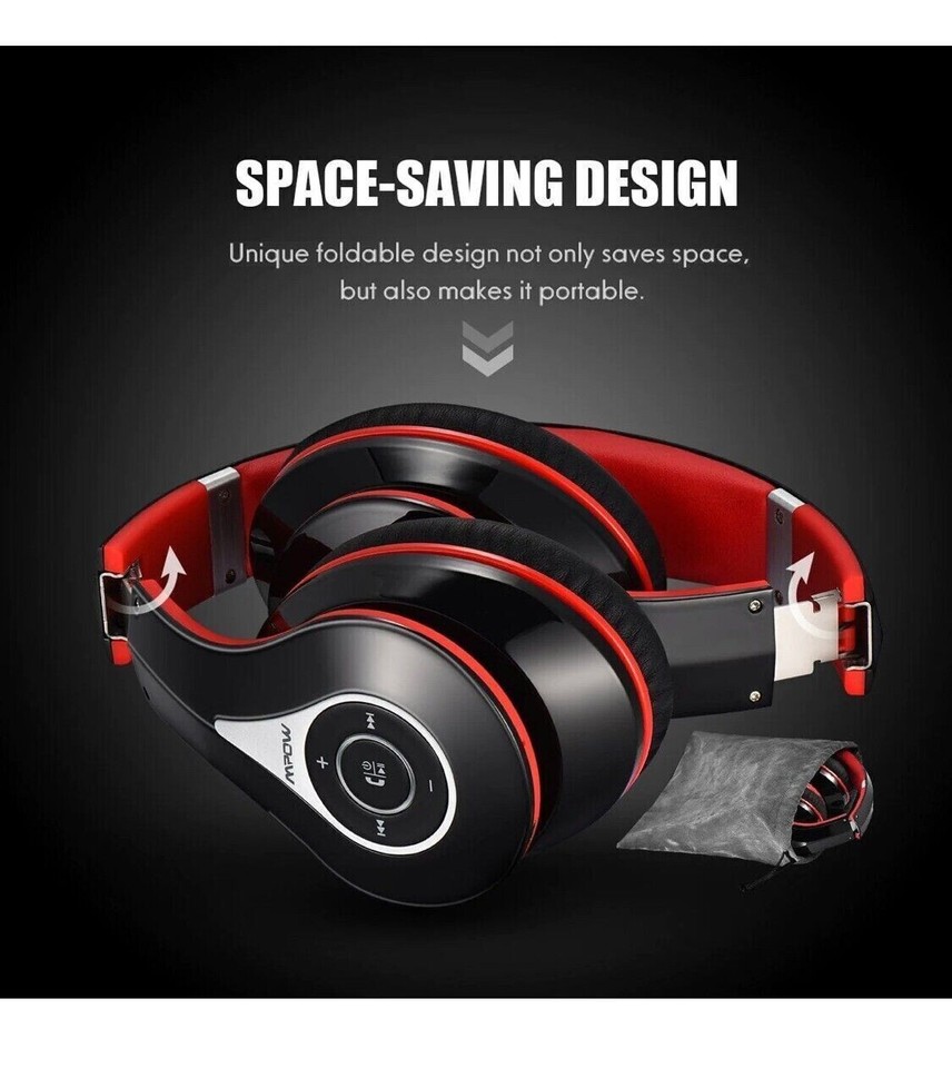 MPOW 059 Wireless Bluetooth Headphones Handsfree Foldable Over-Ear ...