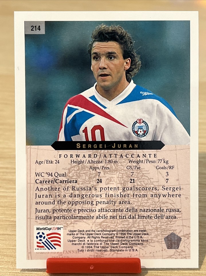 1994 Upper Deck World Cup English/Italian Sergei Juran #252 Team Russia ...